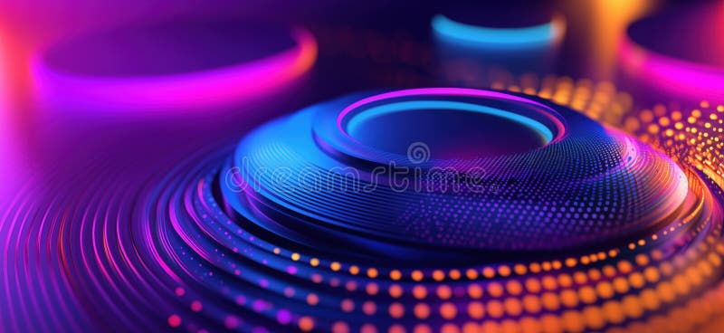 Abstract Colorful 3D Wave Patterns with Glowing Dots and Circular ...