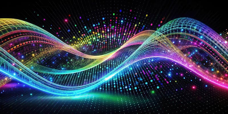 Abstract Colorful Data Stream Waves Flowing through Digital Space ...