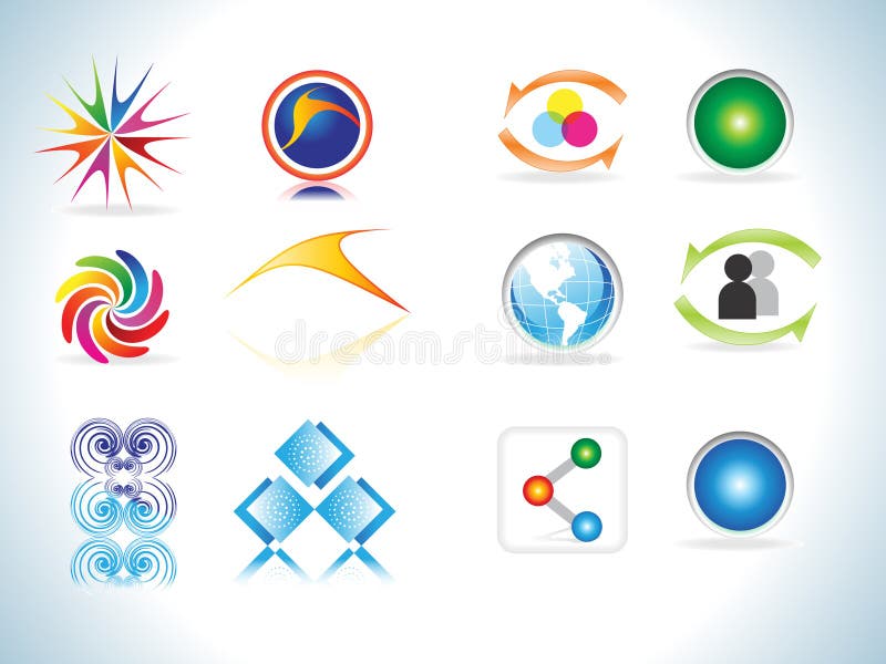 Various Colorful Abstract Icons, Set 13 Stock Vector - Illustration of ...