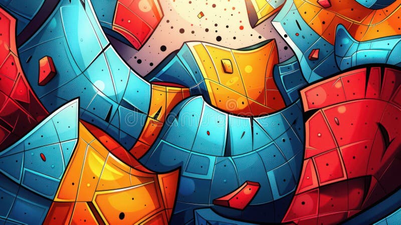 Abstract Colorful Design Featuring Interlocking Shapes and Vibrant Hues ...