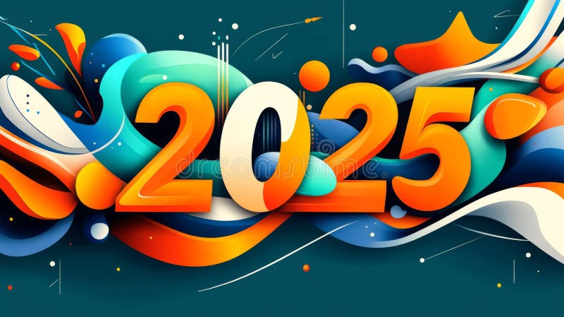 Abstract Colorful Design Featuring the Year Two Thousand Twenty Five ...