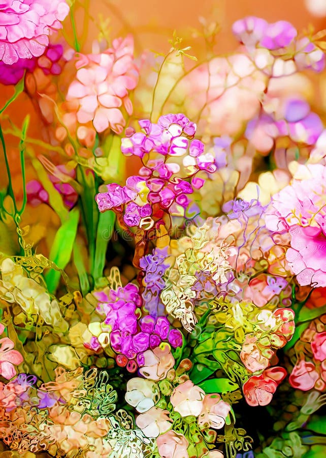 Abstract Colorful Design with Flower. Computer Art. Stock Image - Image ...