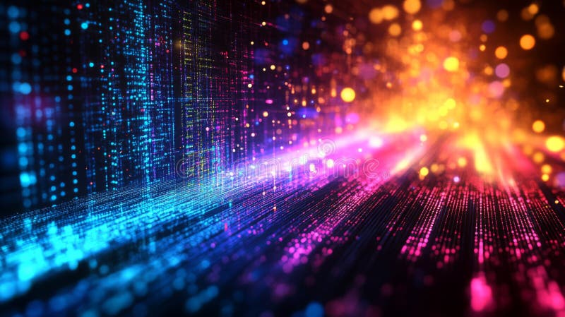 Abstract Colorful Digital Data Flow Background Stock Illustration ...