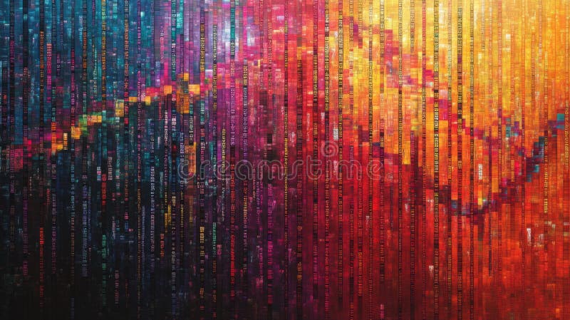 Abstract Colorful Digital Data Stream Visualization Stock Illustration ...