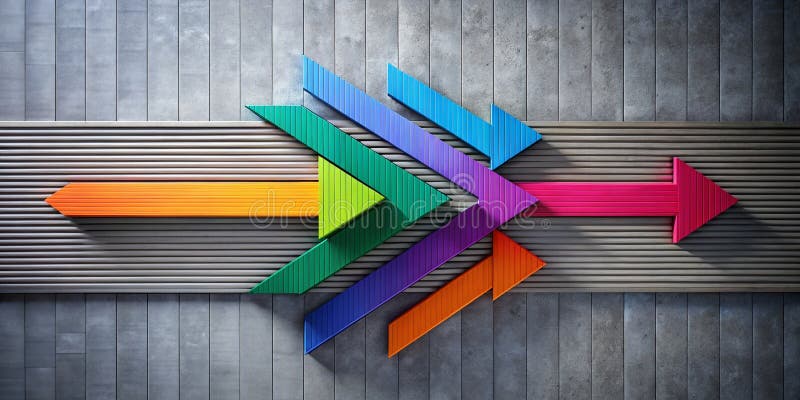 Abstract Colorful Directional Arrows on a Neutral Gray Background a ...
