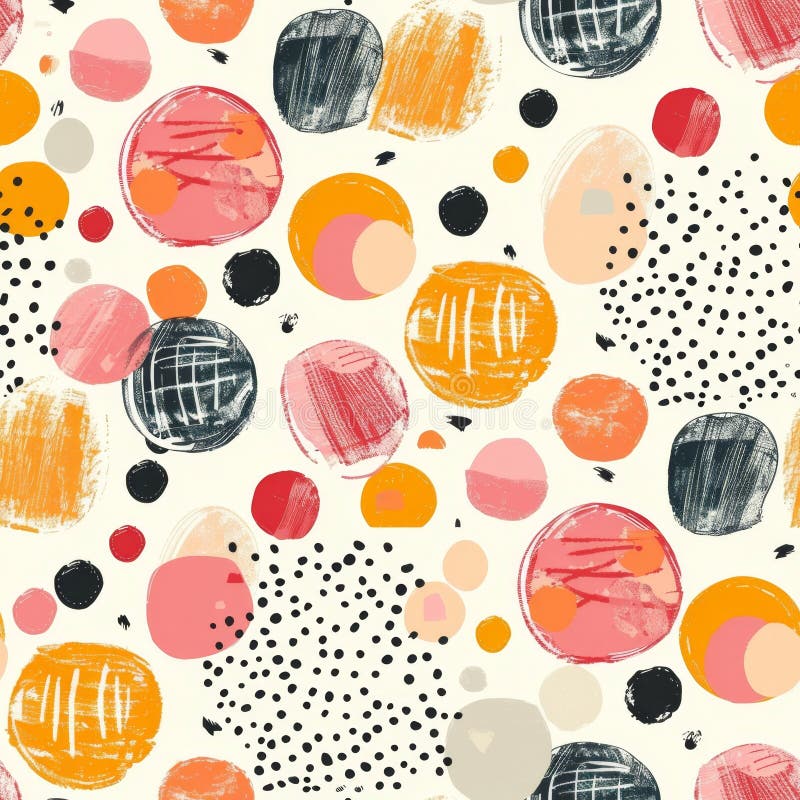 Abstract Colorful Dots and Textures Seamless Pattern Stock Image ...