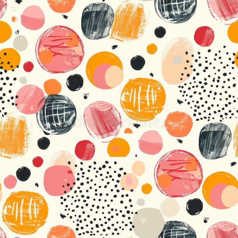 Abstract Colorful Dots and Textures Seamless Pattern Stock Image ...