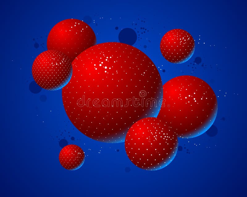 Abstract Colorful Dotted Spheres Vector Background, Composition of ...