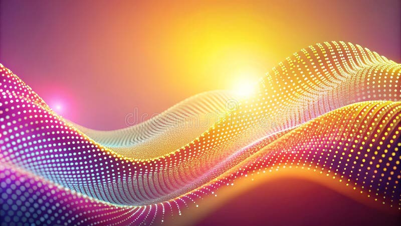 Abstract Colorful Dotted Wave Background with Glowing Lights ...