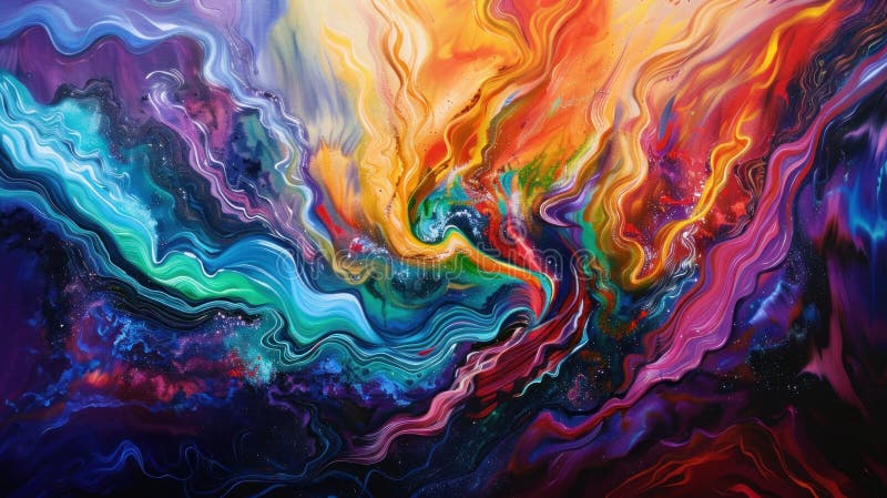 Abstract Colorful Drawing Made Using Liquid Acrylic Technique. Art of ...