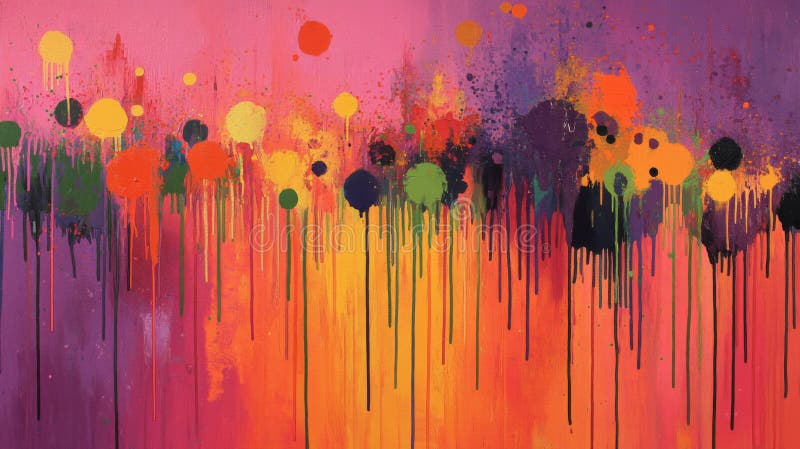 Abstract Colorful Dripping Paint Splatter Artwork Stock Illustration ...