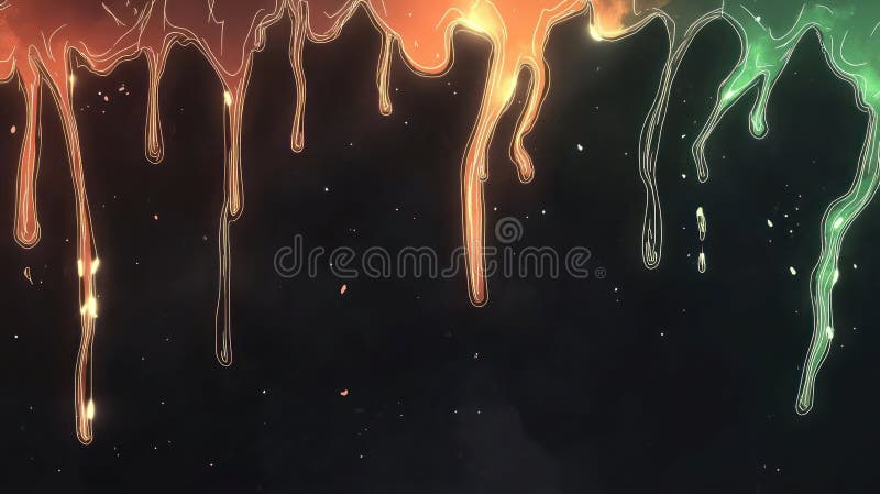Abstract Neon Dripping Paint on Black Background, Glowing Colorful ...