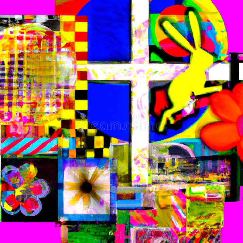 Abstract Colorful Easter Composition and Different Elements of ...