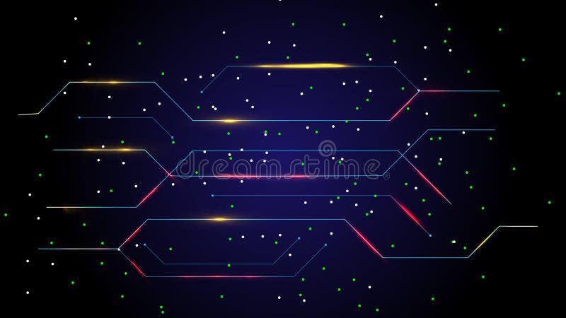 Abstract Colorful Electronic Motherboard and Connection Lines ...