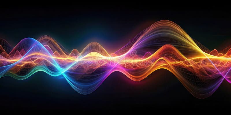 Abstract Colorful Energy Waves Flowing in Dark Background. Generative ...