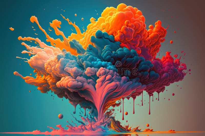 Abstract Colorful Explosion with Dripping Paint. Stock Photo - Image of ...