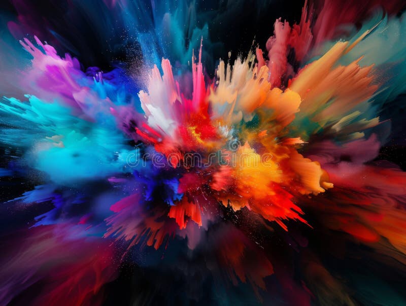 Abstract Colorful Explosion of Paint Splashes Stock Illustration ...