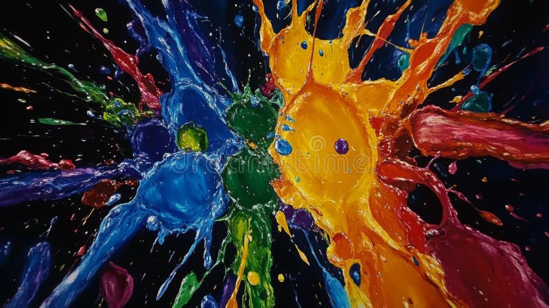 Abstract Colorful Explosion Paint Splatter Artwork Stock Illustration ...