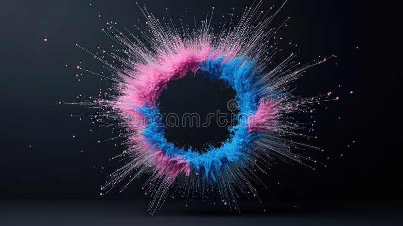 Abstract Colorful Explosion with Pink and Blue Particles on a Dark ...