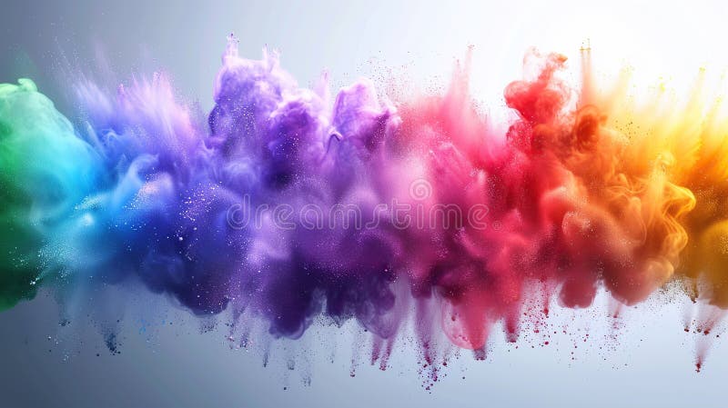 Abstract Colorful Explosion of Powder Paint on a White Background Stock ...