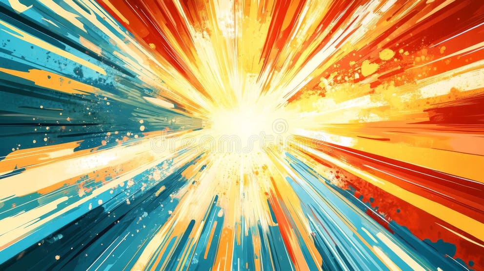 Abstract Colorful Explosion with Radiant Rays Stock Illustration ...