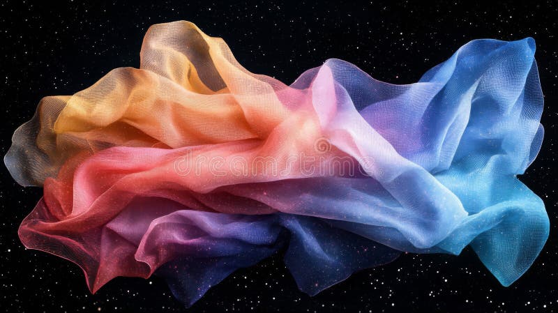 Abstract Colorful Fabric Draped Against Dark Background Stock ...