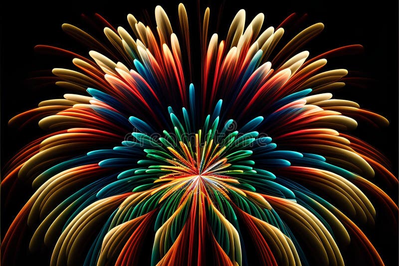Abstract Colorful Fireworks on Black Background, Illustration for Your ...