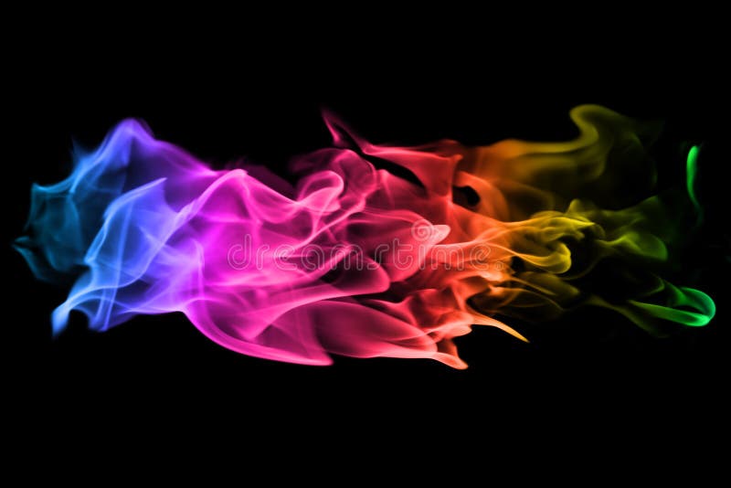 Abstract Colorful Fire Flames on Black Background Stock Image - Image ...