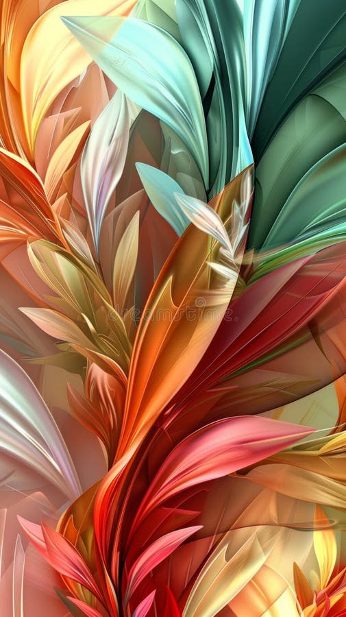 Abstract Colorful Floral Design with Vibrant Leaves and Petals Stock ...