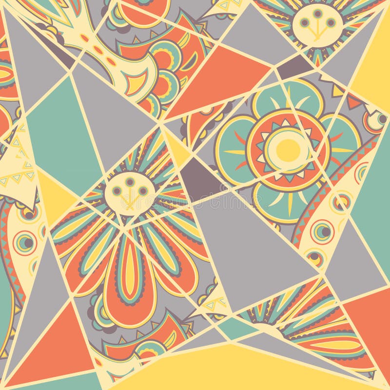Abstract Colorful Floral Patchwork Pattern Stock Vector Illustration
