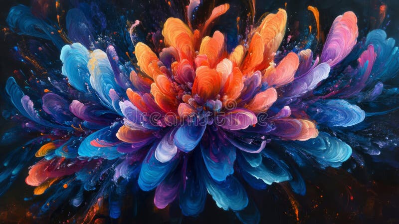 Abstract Colorful Flower Explosion Painting Stock Illustration ...