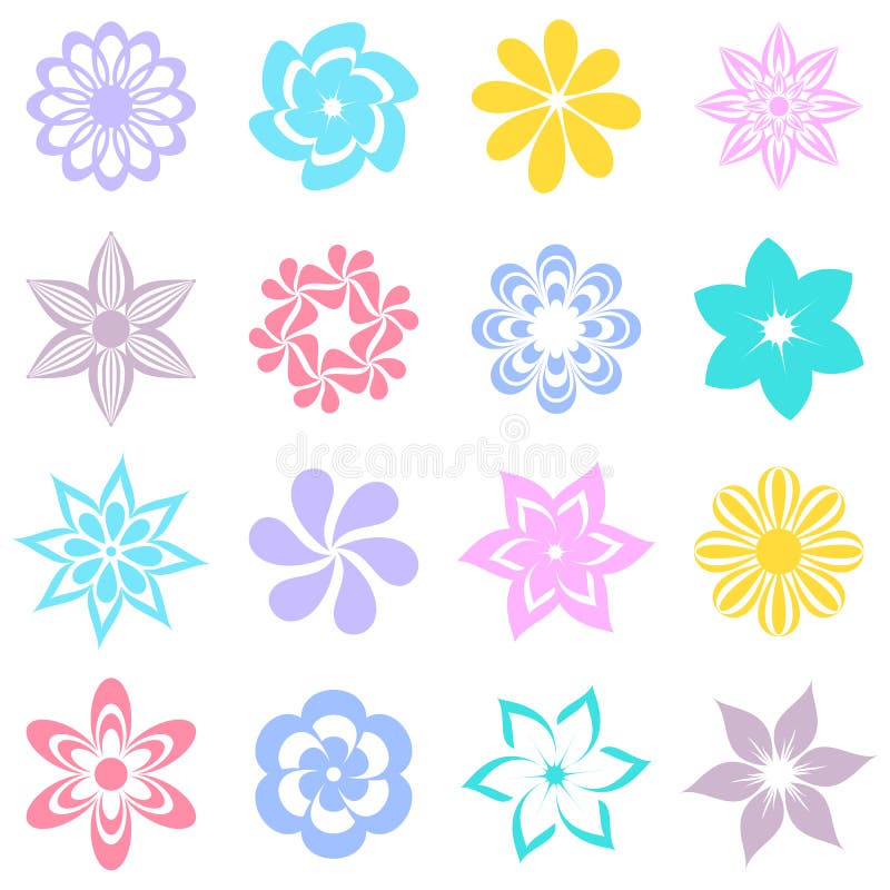 Beautiful Abstract Flower Icons. Vector Stock Vector - Illustration of ...