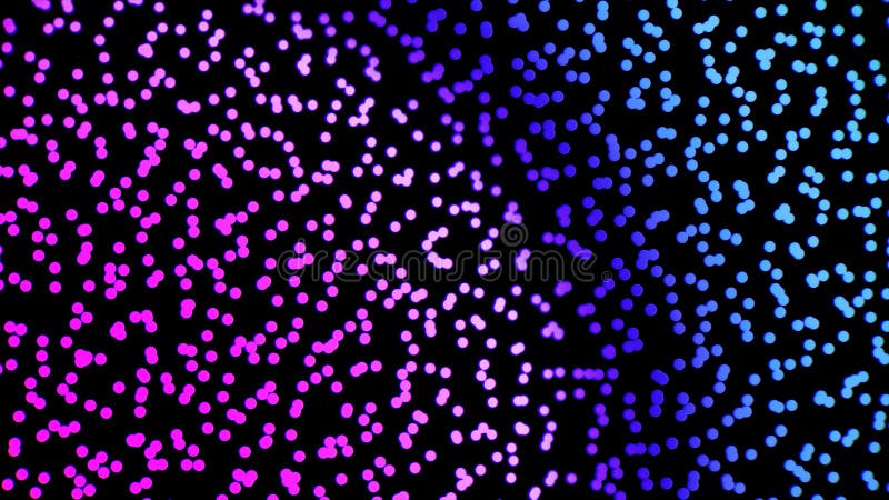 Abstract Colorful Flowing Small Particles of Round Shape on Black ...