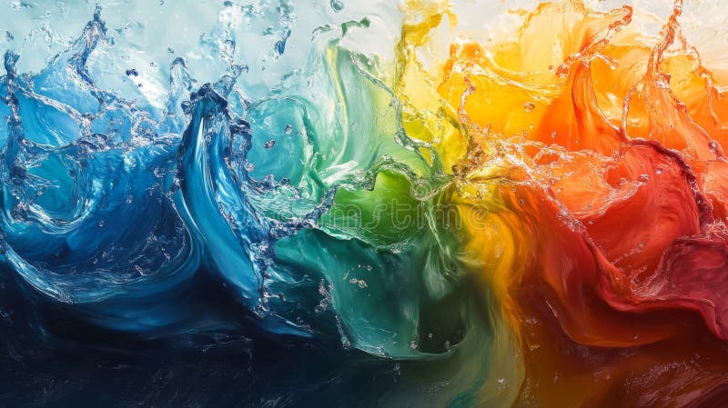 Abstract Colorful Fluid Art Splash with Vibrant Rainbow Texture and ...
