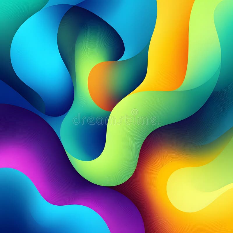 Abstract Colorful Fluid Design with Wave-like Forms and Smooth Gradient ...