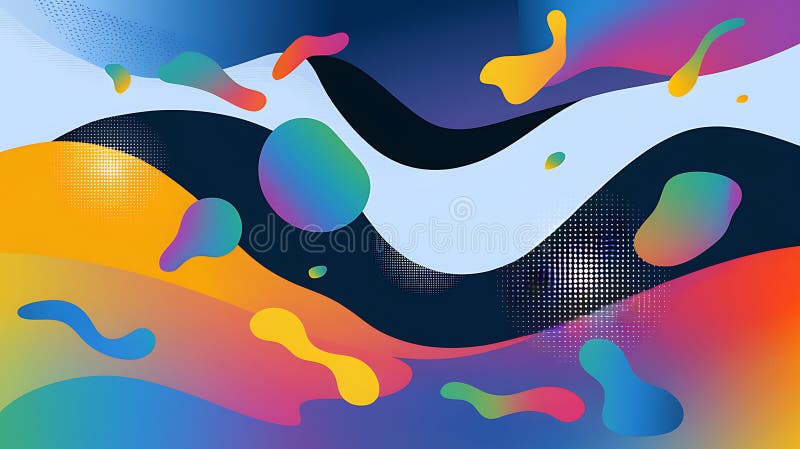Abstract Colorful Fluid Shapes with Gradients and Digital Texture on a ...