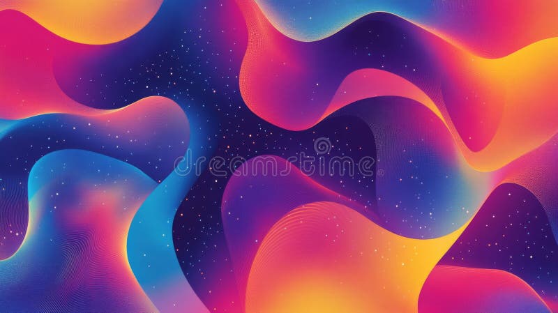 Abstract Colorful Fluid Wave Background with Glowing Stars Stock ...