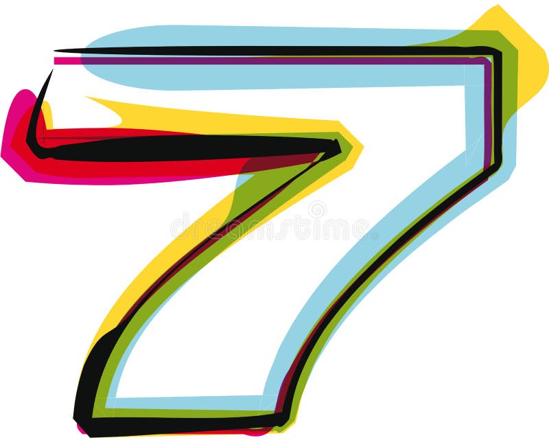 Abstract Colorful Number 7 stock vector. Illustration of doodle - 102183380