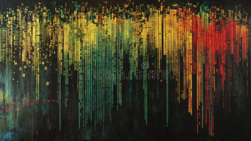Abstract Colorful Forest Painting with Vertical Lines Stock ...