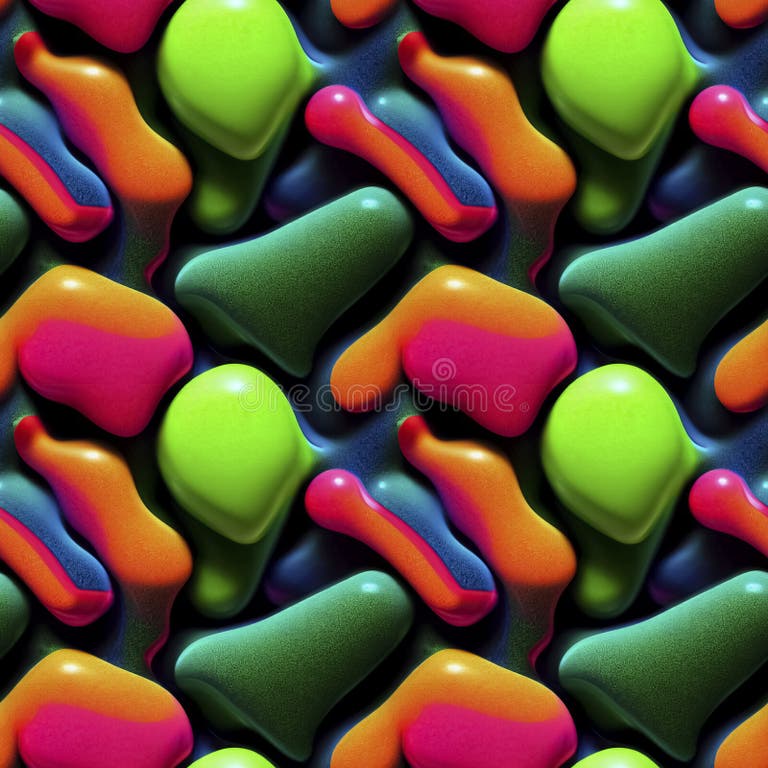 Abstract Colorful Funky Surreal Psychedelic Dynamic Liquid 3D Forms ...