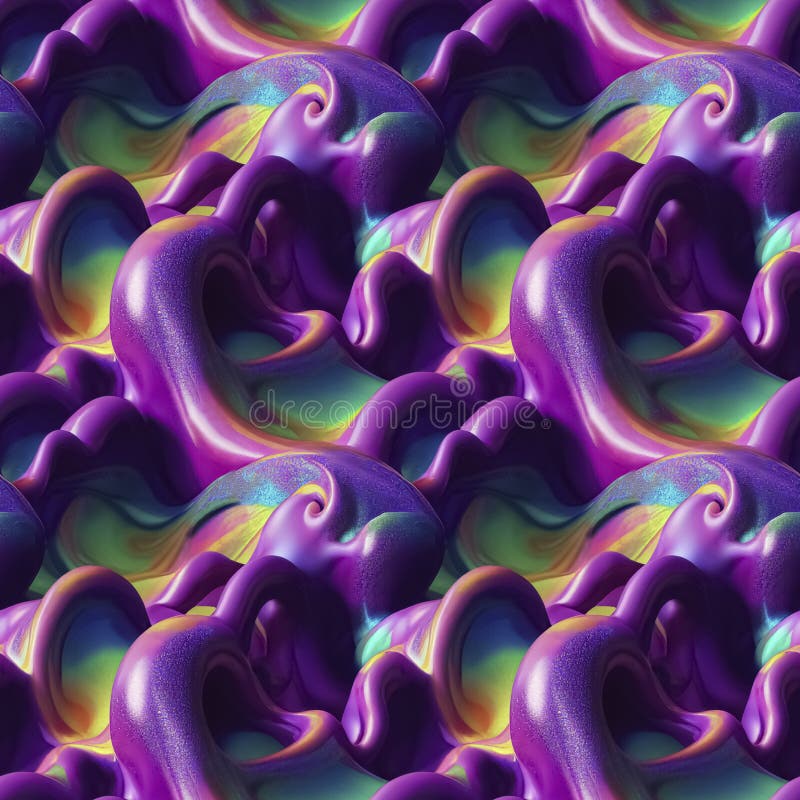 Abstract Colorful Funky Surreal Psychedelic Dynamic Liquid 3D Forms ...