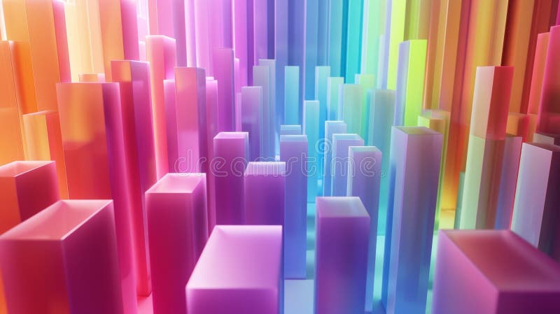 Abstract Colorful Geometric Background with Rainbow Prismatic Cubes ...