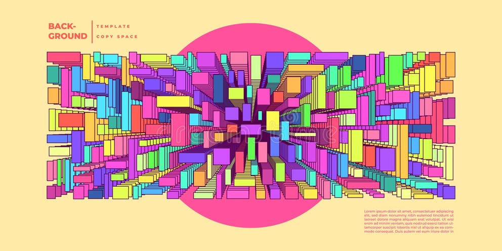 Abstract and Colorful Geometric Background Template. Rectangular Isometric Layer Backdrop Design ...