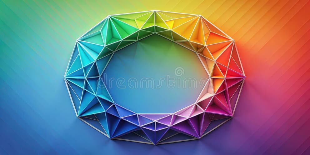 Abstract Colorful Geometric Circular Design with Triangular Facets on ...