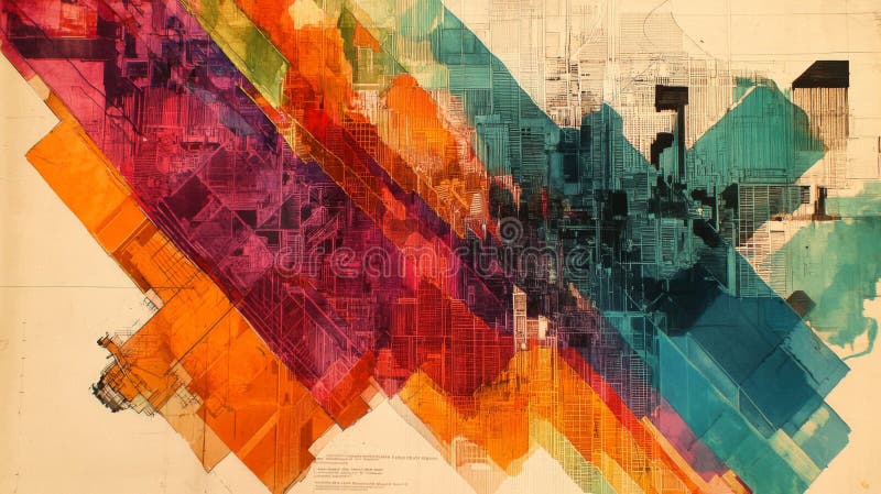 Abstract Colorful Geometric Design with Bold Lines and Shapes Stock ...