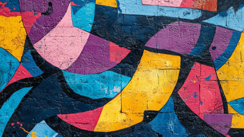 Abstract Colorful Geometric Graffiti Wall Art Stock Illustration ...