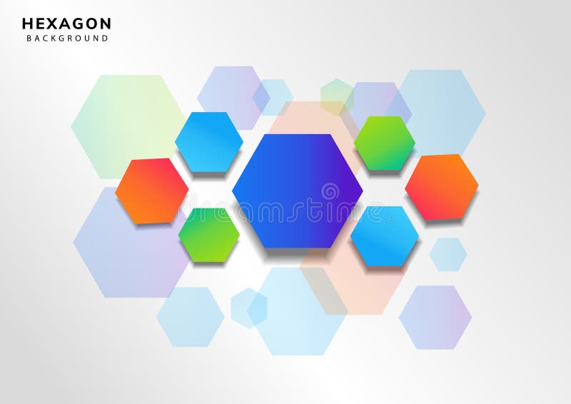 Abstract Colorful Geometric Hexagon Overlay Pattern on White and Gray ...