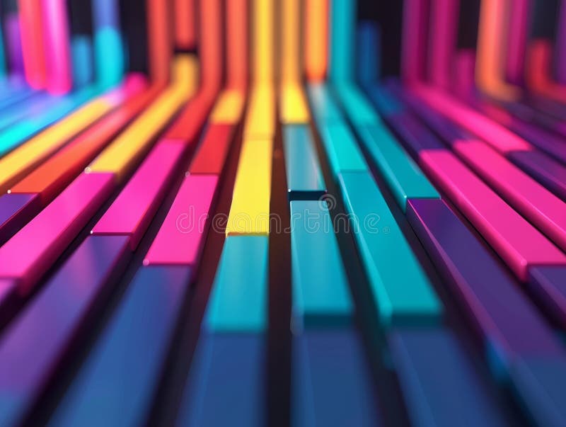 Abstract Colorful Geometric Pattern of Horizontal Bars in Vibrant Hues ...