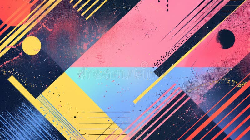 Abstract Colorful Geometric Shape Effect on Surface Digital Cyber ...