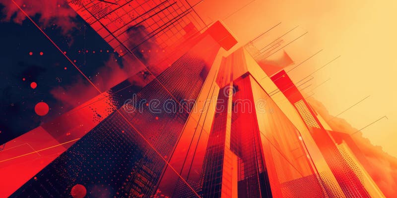 Abstract Colorful Geometric Shape Effect on Surface Digital Cyber ...